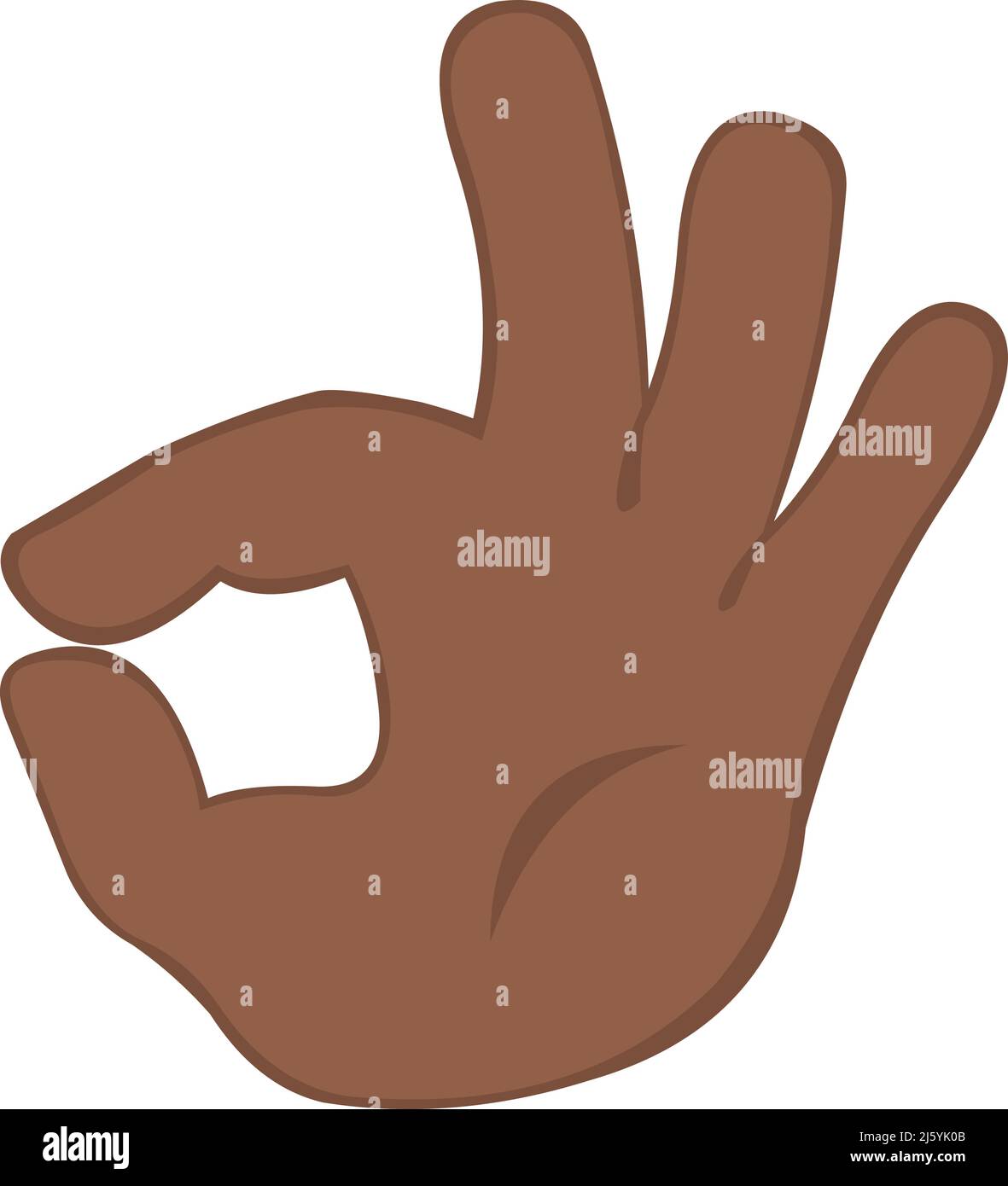 Vector illustration of a brown colored hand making an ok or perfect ...