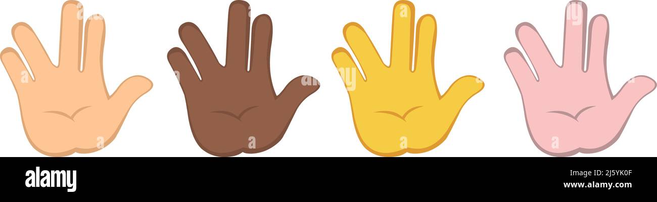 Vector illustration of hands doing the vulcan salute in different ...