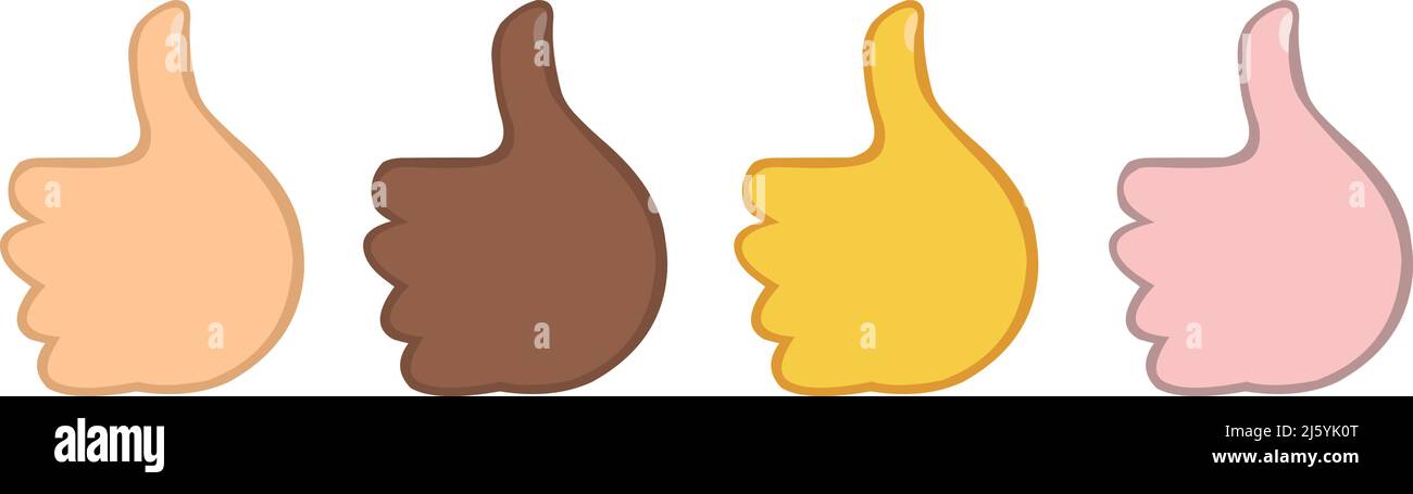 Vector illustration of hands with thumb up in different colors Stock ...