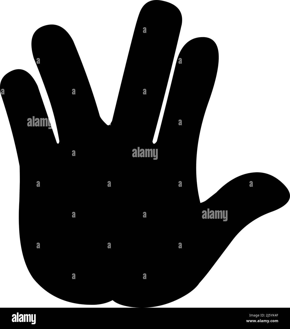 Vector illustration of the black silhouette of a hand doing the classic ...