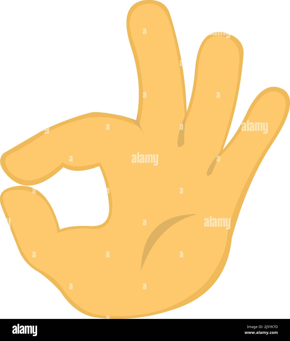 Vector illustration of a yellow colored hand making an ok or perfect ...