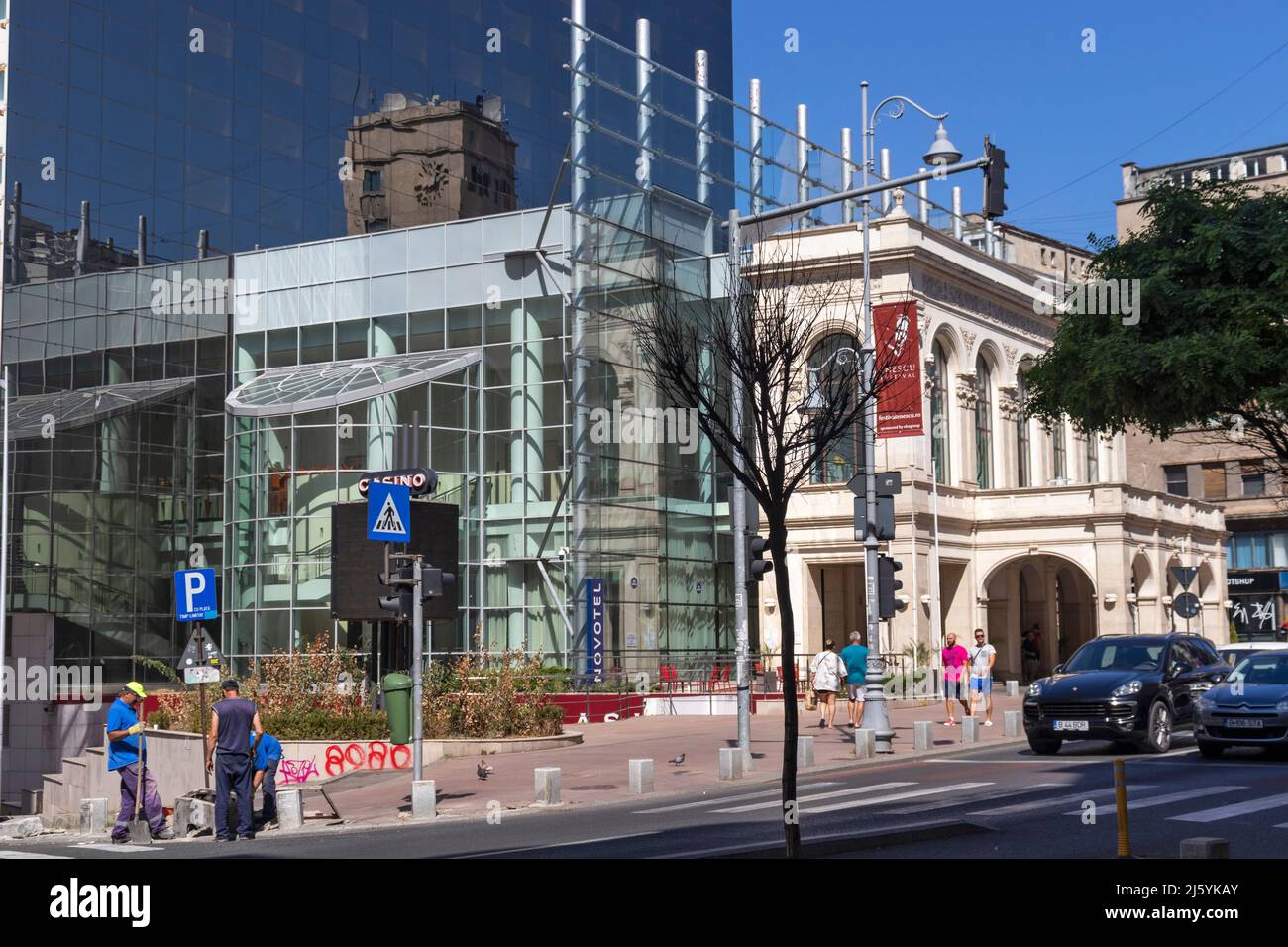 BUCHAREST, ROMANIA - AUGUST 17, 2021: Calea Victoriei street at ...