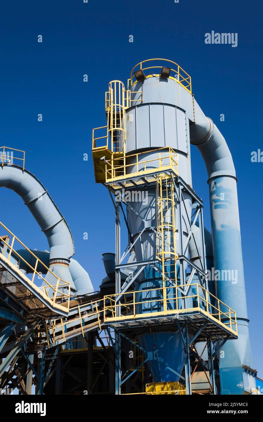 Partial view of an industrial metal shredder at a scrap metal recycling ...
