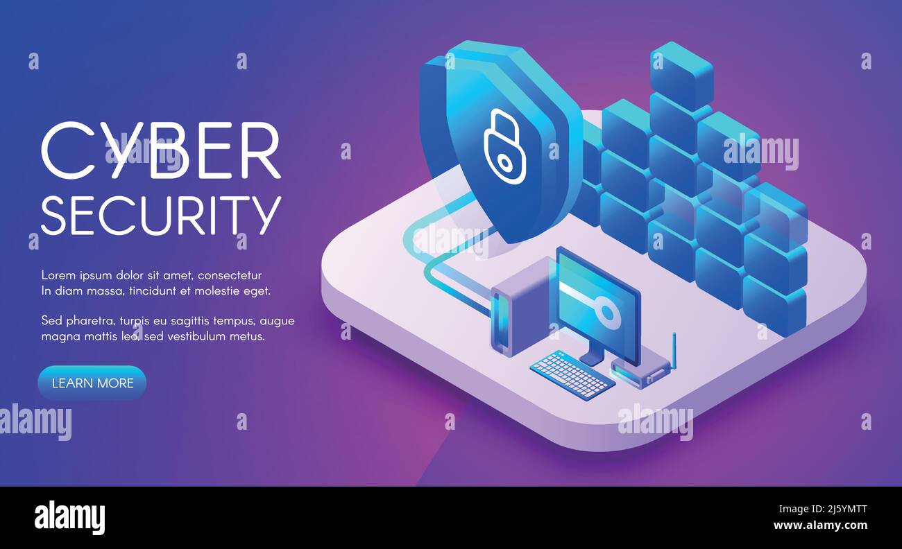 Cyber security technology vector illustration of private network secure ...