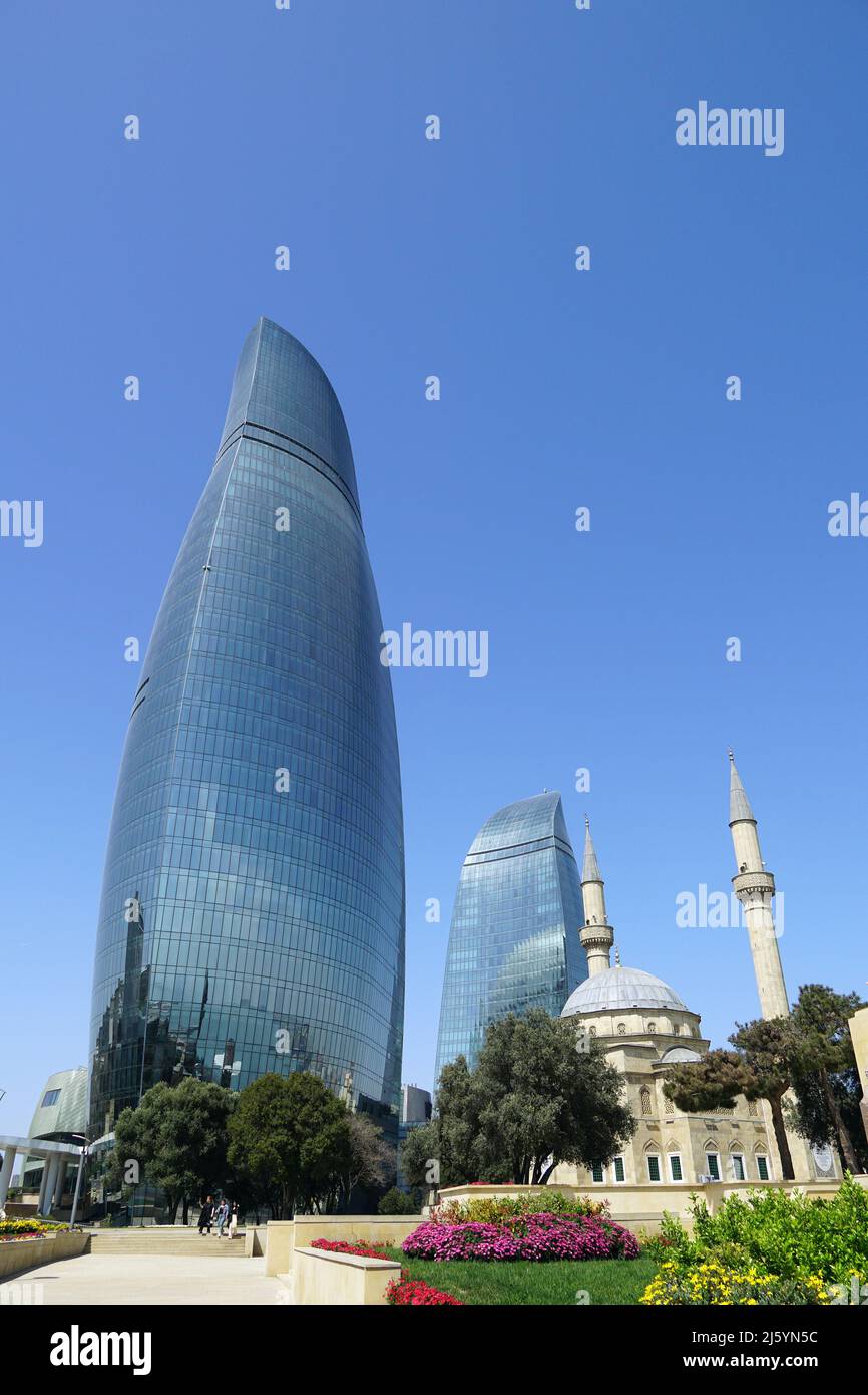 Flame Towers, Alov qüllələri, Baku, Bakı, Absheron Peninsula ...