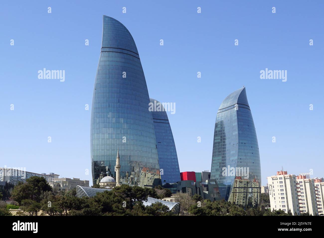 Flame Towers, Alov qüllələri, Baku, Bakı, Absheron Peninsula ...