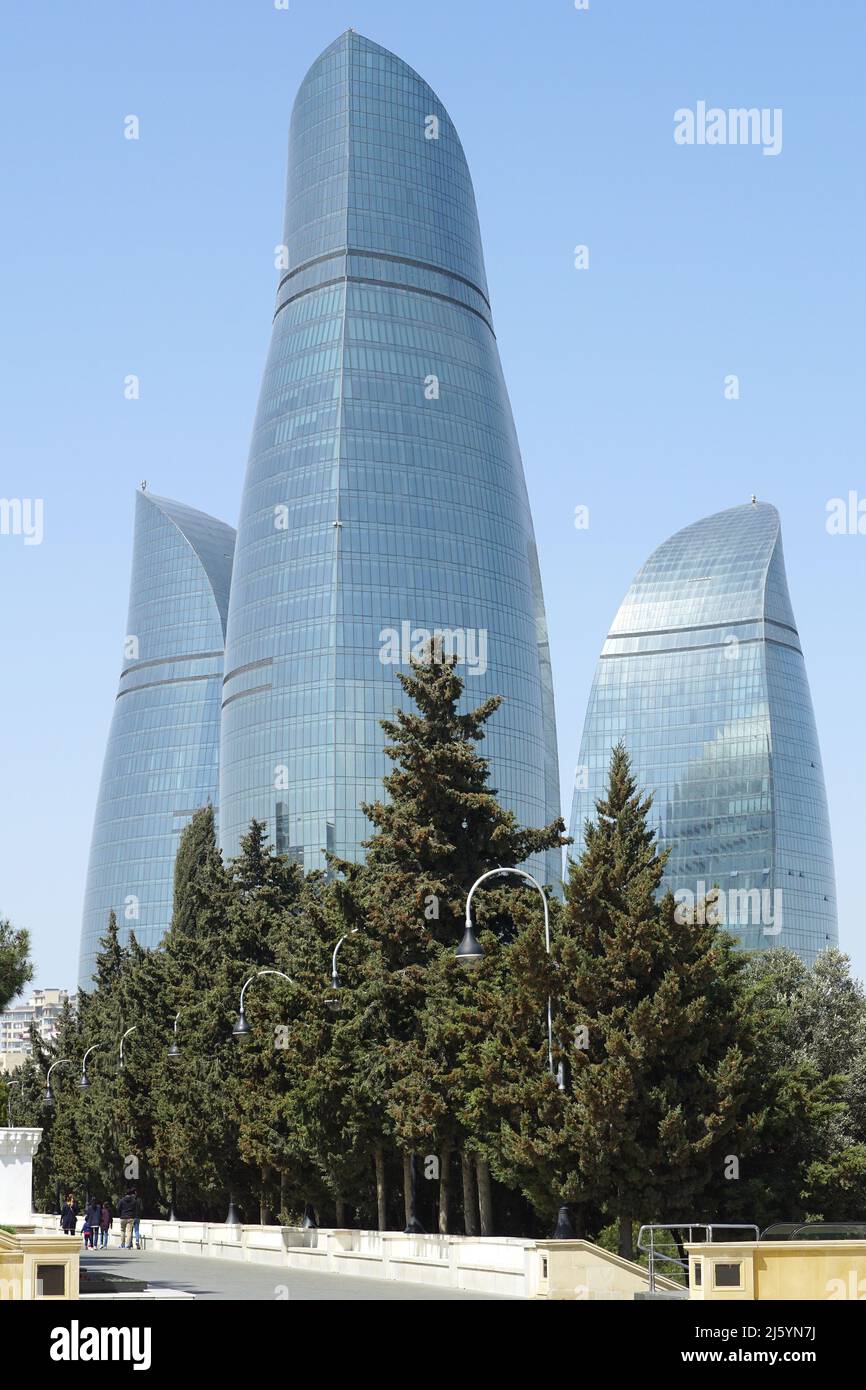 Flame Towers, Alov qüllələri, Baku, Bakı, Absheron Peninsula ...
