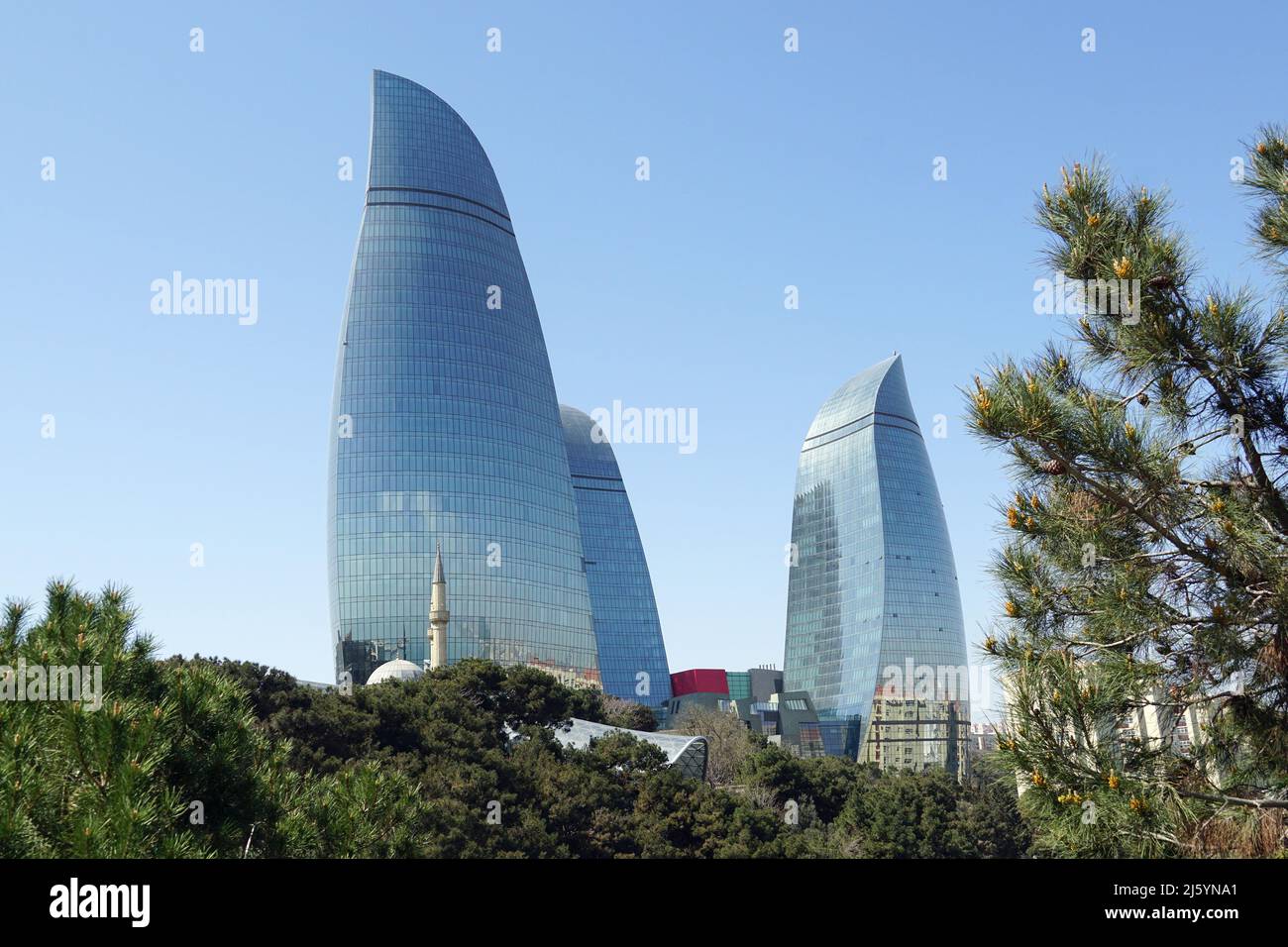 Flame Towers, Alov qüllələri, Baku, Bakı, Absheron Peninsula ...