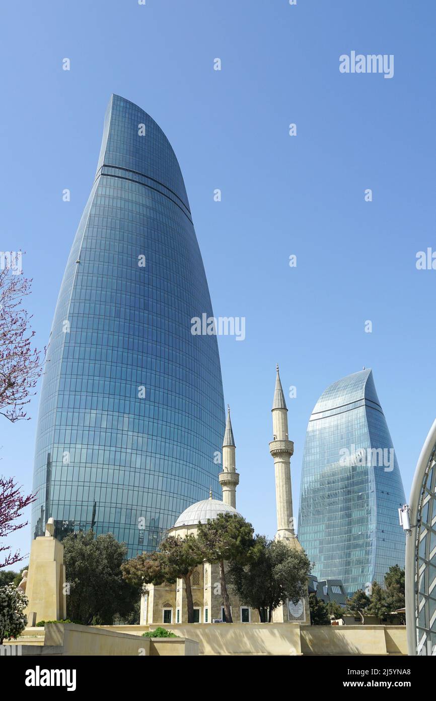 Flame Towers, Alov qüllələri, Baku, Bakı, Absheron Peninsula ...