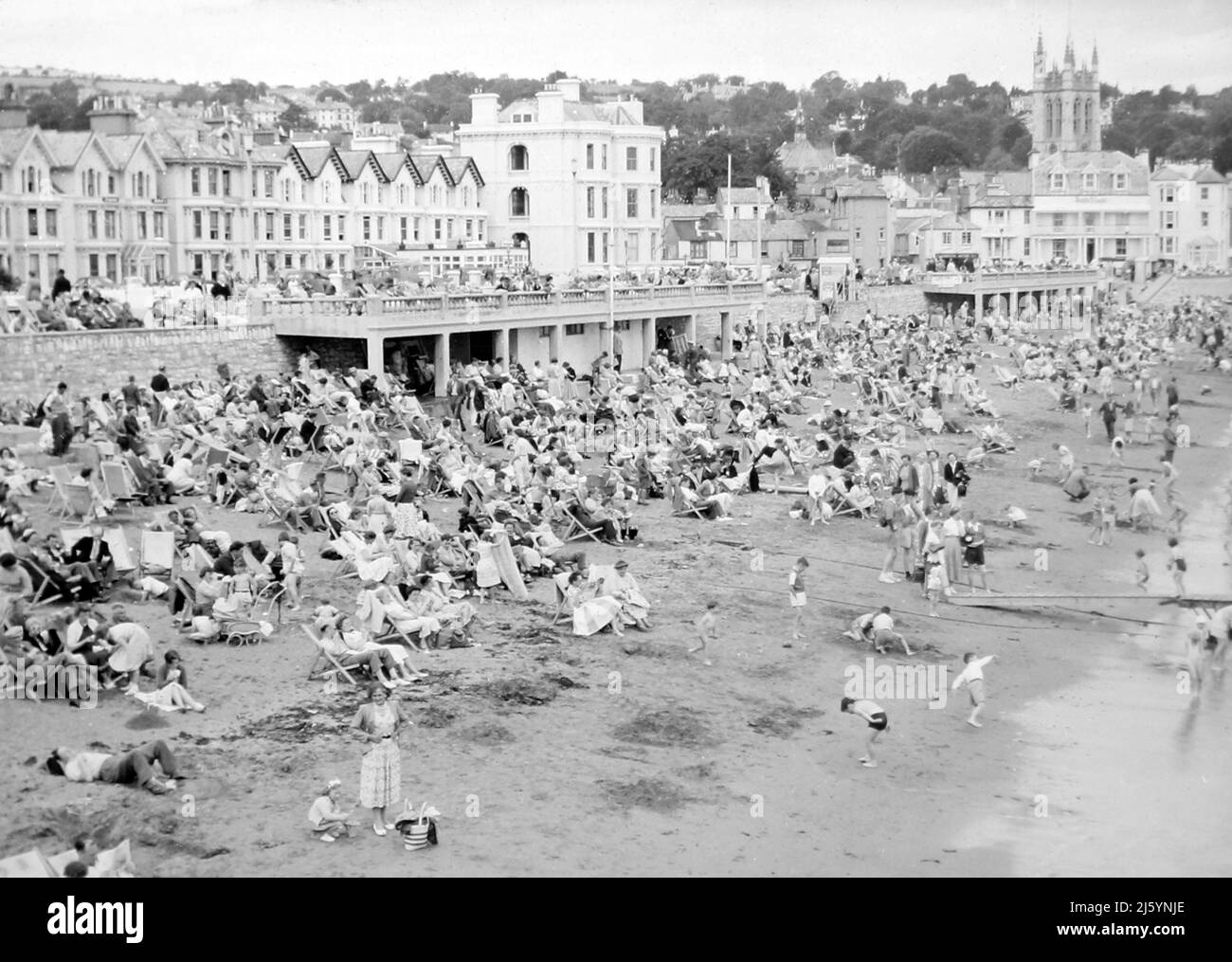 Teignmouth beach, Devon in the 1950s Stock Photo - Alamy