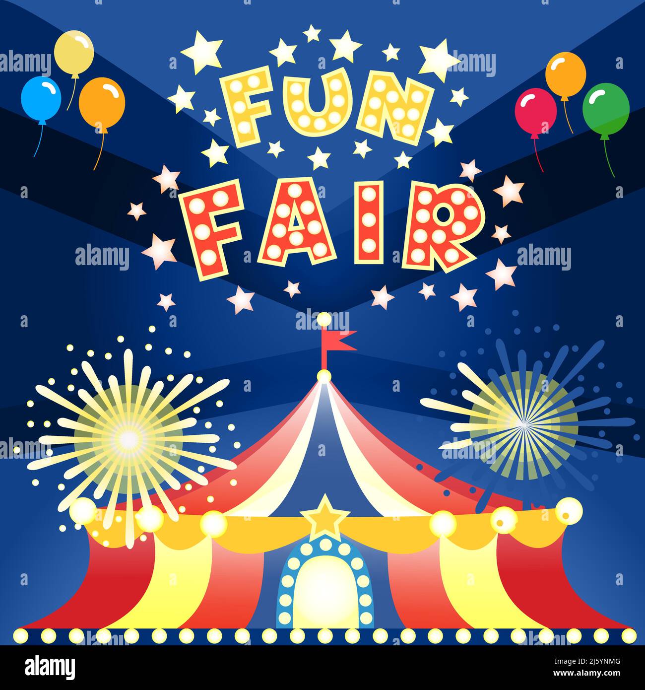 Fun fair at night poster template vector illustration Stock Vector ...