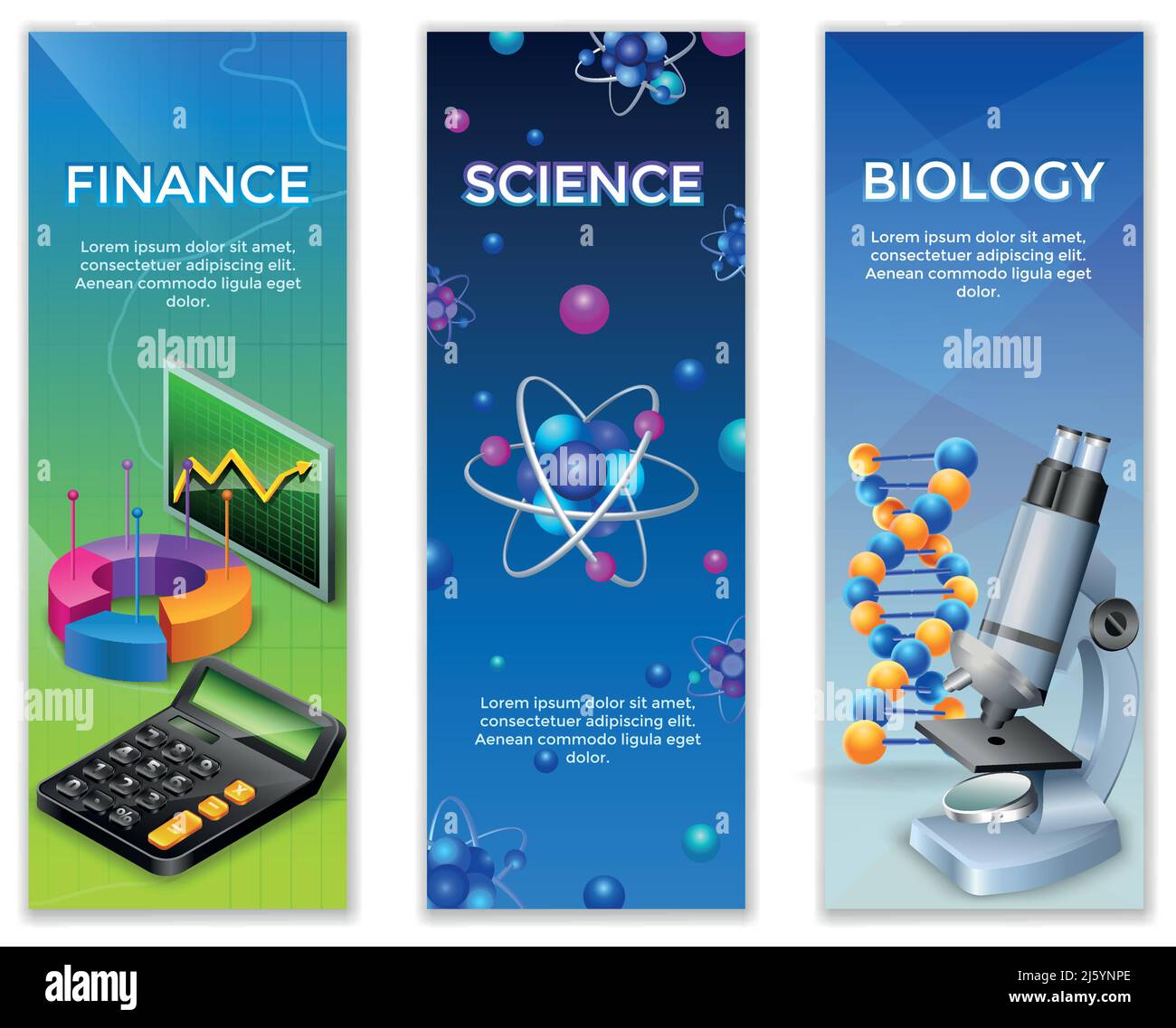Science vertical banners set with finance statistic design elements for ...