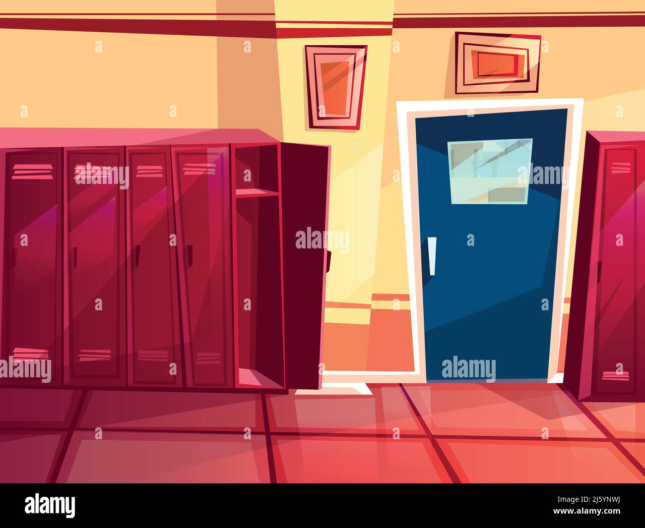 Locker room vector illustration of gym or school sport changing room ...
