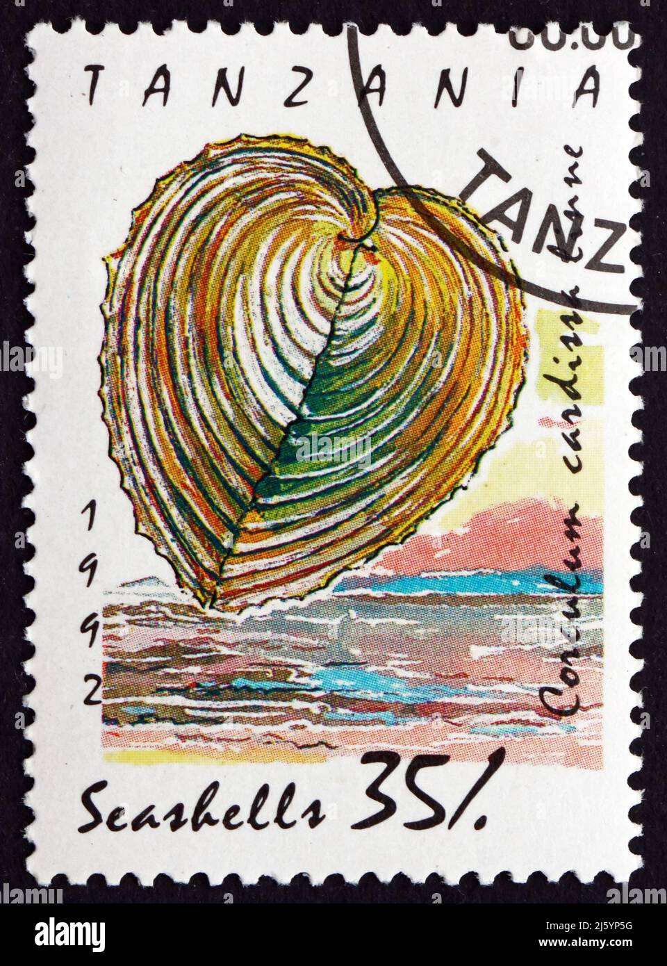 TANZANIA - CIRCA 1992: a stamp printed in Tanzania shows Heart Cockle ...