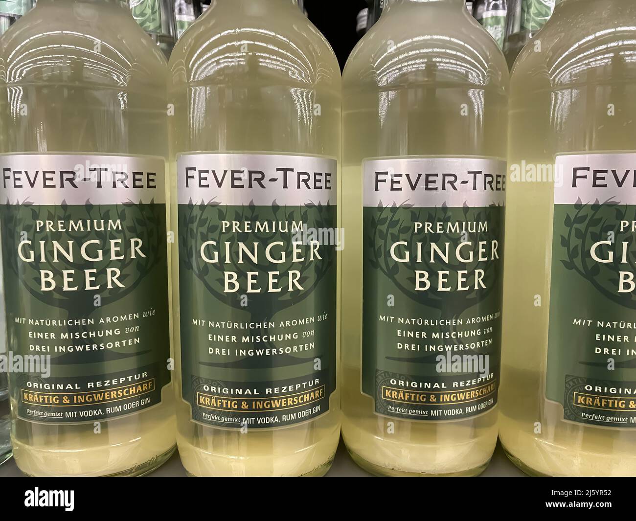 Viersen, Germany - April 9. 2022: View on bottles Fever-Tree ginger ...