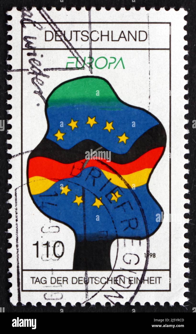 GERMANY - CIRCA 1998: a stamp printed in the Germany shows Flags of ...