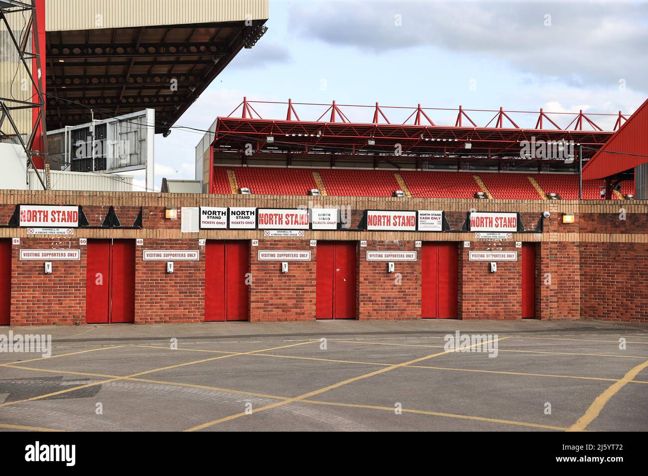 The away end entrance at Oakwell Stock Photo - Alamy