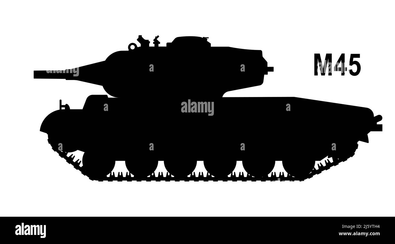 M45 battle tank. M45 tank icon. Retro battle tank M45. Vector ...