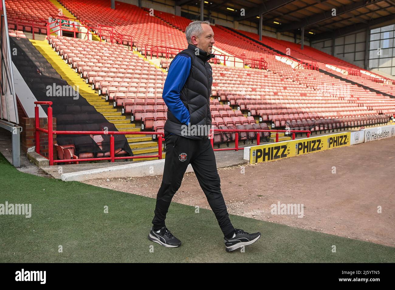 Neil Critchley manager of Blackpool arrives at Oakwell Stadium, Home of ...