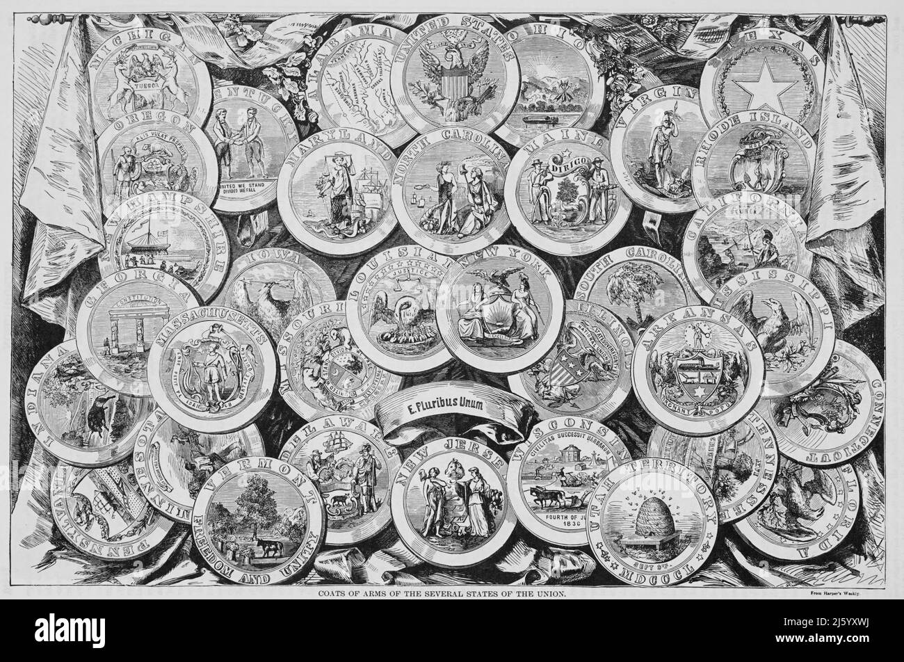 Coat of Arms of the Several States of the Union. 19th century ...