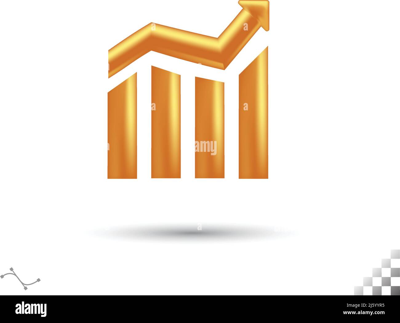 arrow bar chart icon symbol with 3d effect rounded corners yellow gold ...