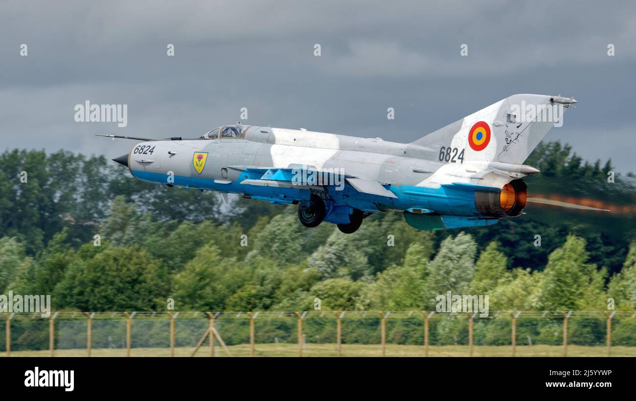 Romanian air force MIG 21 Lancer displaying at the Royal International ...