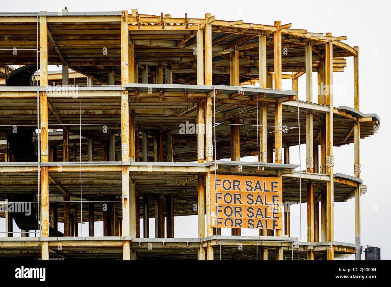 abandoned half built new multi storey building steel structure frame ...