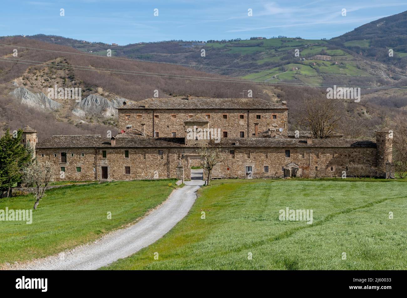 The ancient castle of Golaso, Varsi, Parma, Italy, surrounded by nature ...