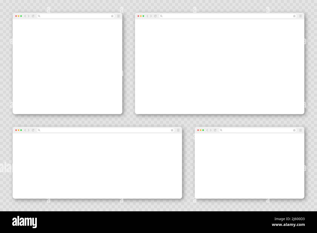 Blank web browser window with toolbar and search field. Modern website ...