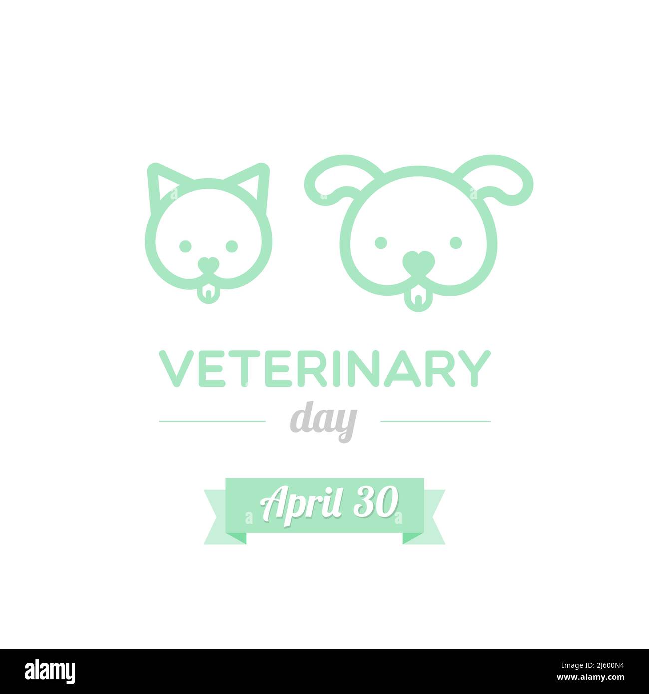 Veterinary Day. April. Cat and dog outline icon. Vector illustration ...