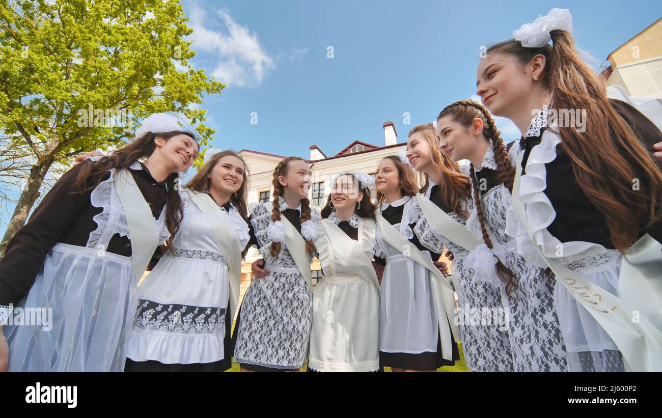 Happy russian female graduates pose on their graduation day Stock Photo ...