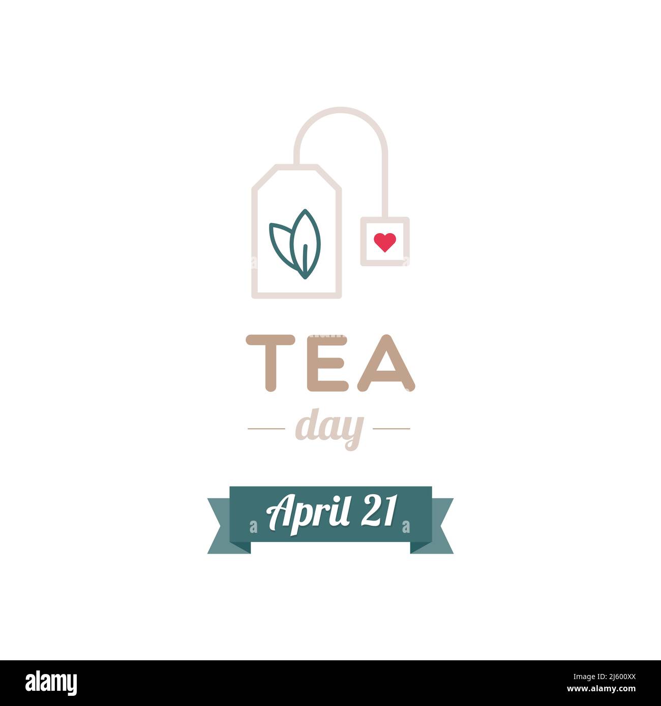Tea Day. Tea bag outline icon. Tea leaves. Vector illustration, flat ...
