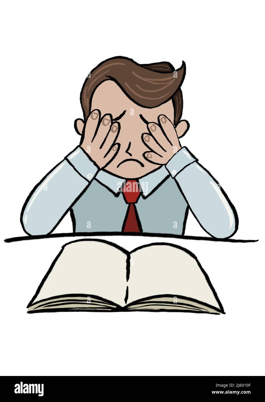 unhappy man reading book Stock Photo - Alamy