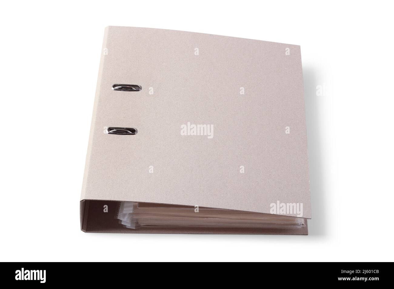 Accounting folder-registrar with documents close-up isolated on white ...