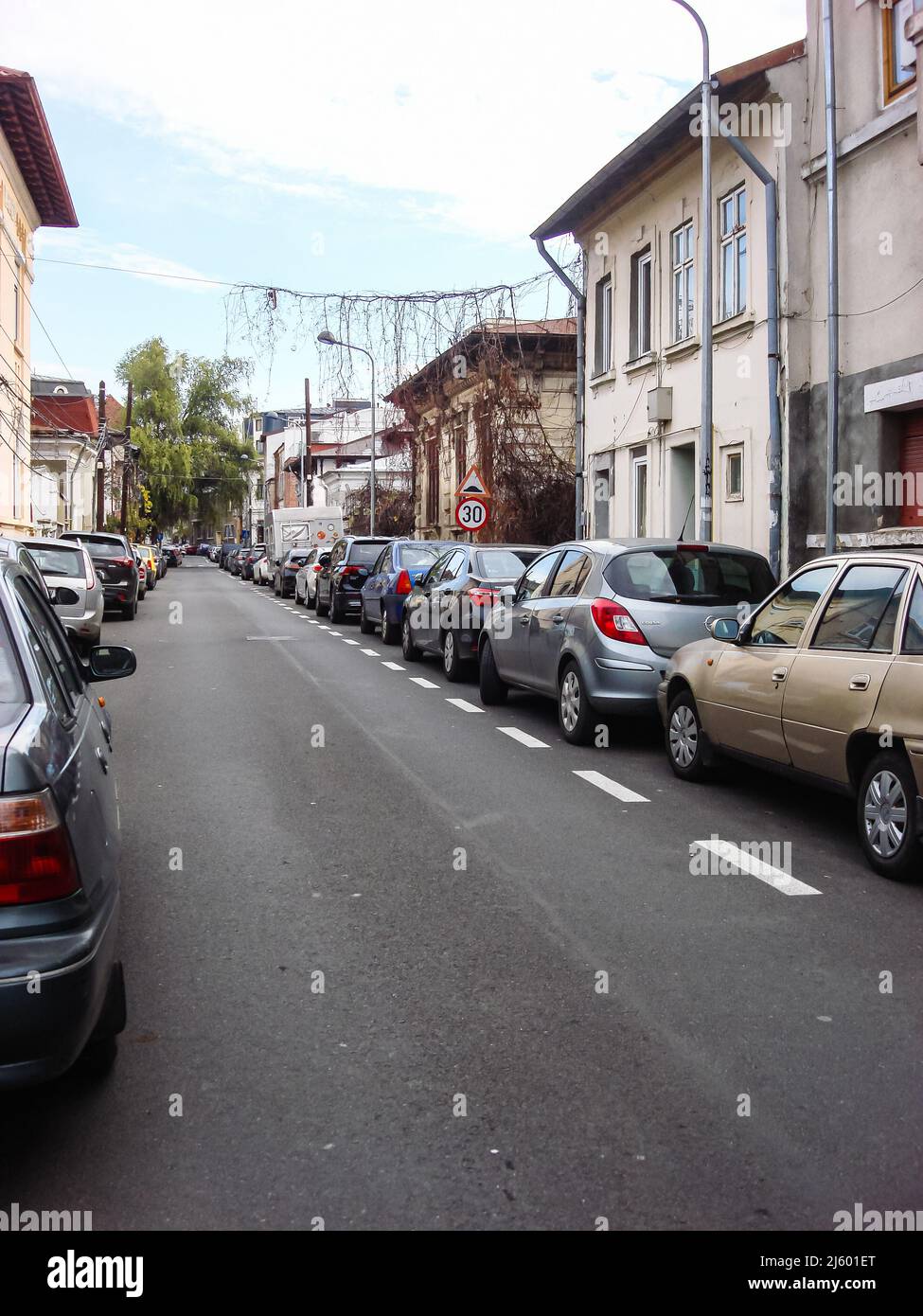 Car traffic, pollution, traffic jam in the morning and evening in the ...