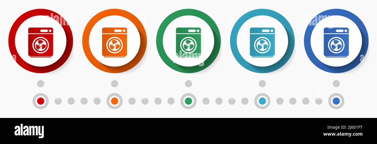 Laundry, dryer concept vector icon set, infographic template, flat ...