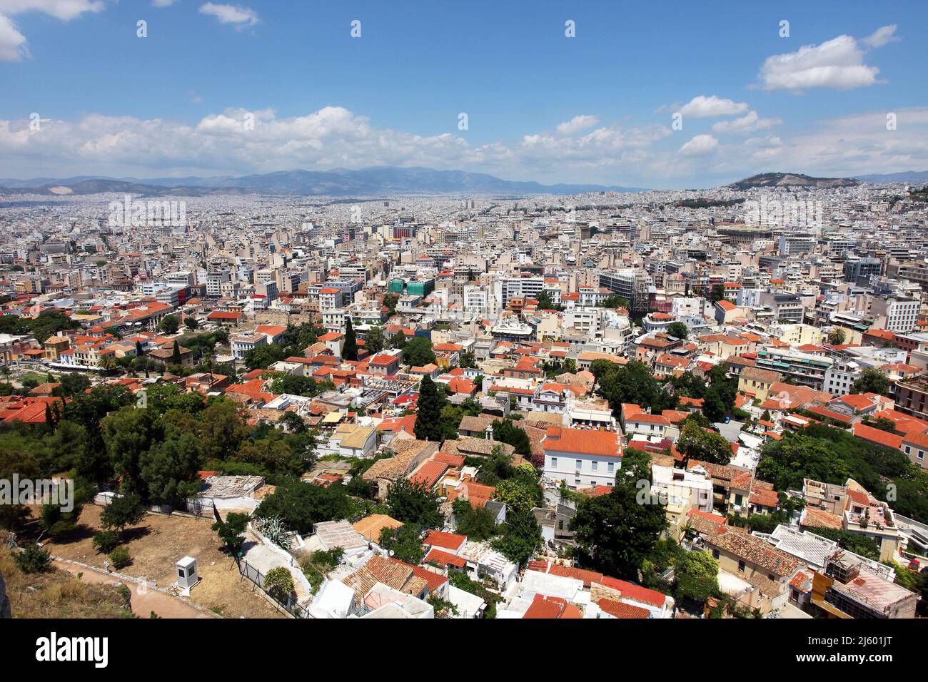 Athens City view from Acropolis in Greece. Athens is one of the world's ...