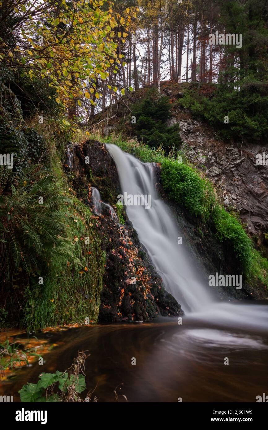 Waterfall on the Dess Burn, Dess, Aberdeenshire, Scotland, UK Stock ...