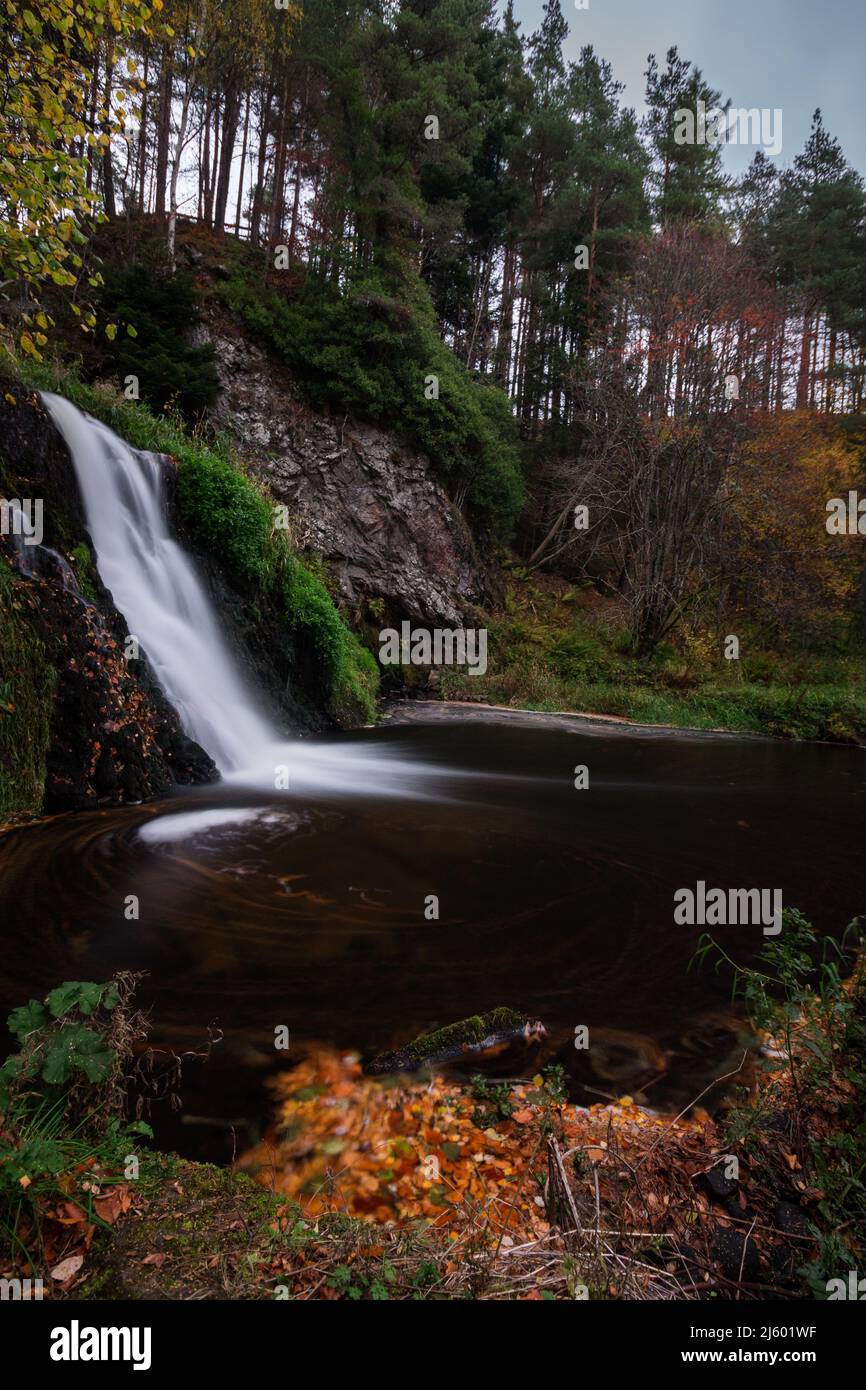 Waterfall on the Dess Burn, Dess, Aberdeenshire, Scotland, UK Stock ...