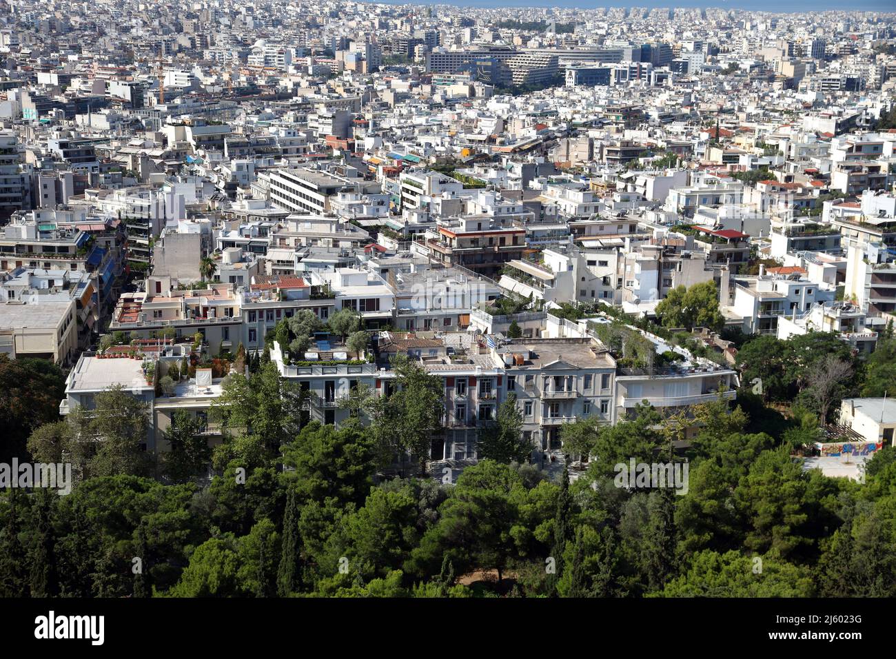 Athens City view from Acropolis in Greece. Athens is one of the world's ...