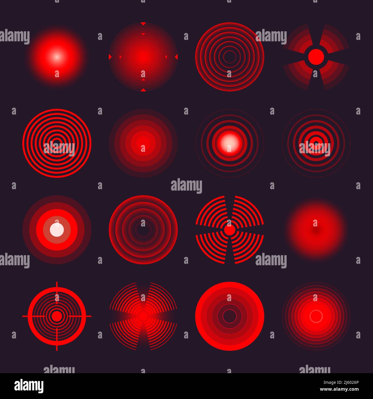 Thermal, night vision scope. Crosshair, gun sight vector icons ...