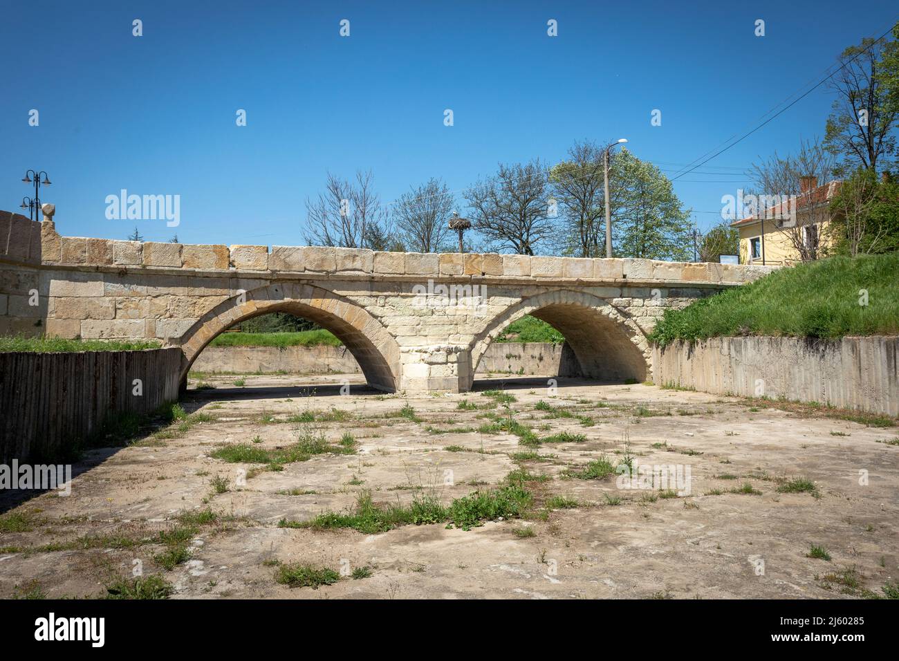 The humpback bridge in Harmanli.Built in 1585 over the river Olu dere ...