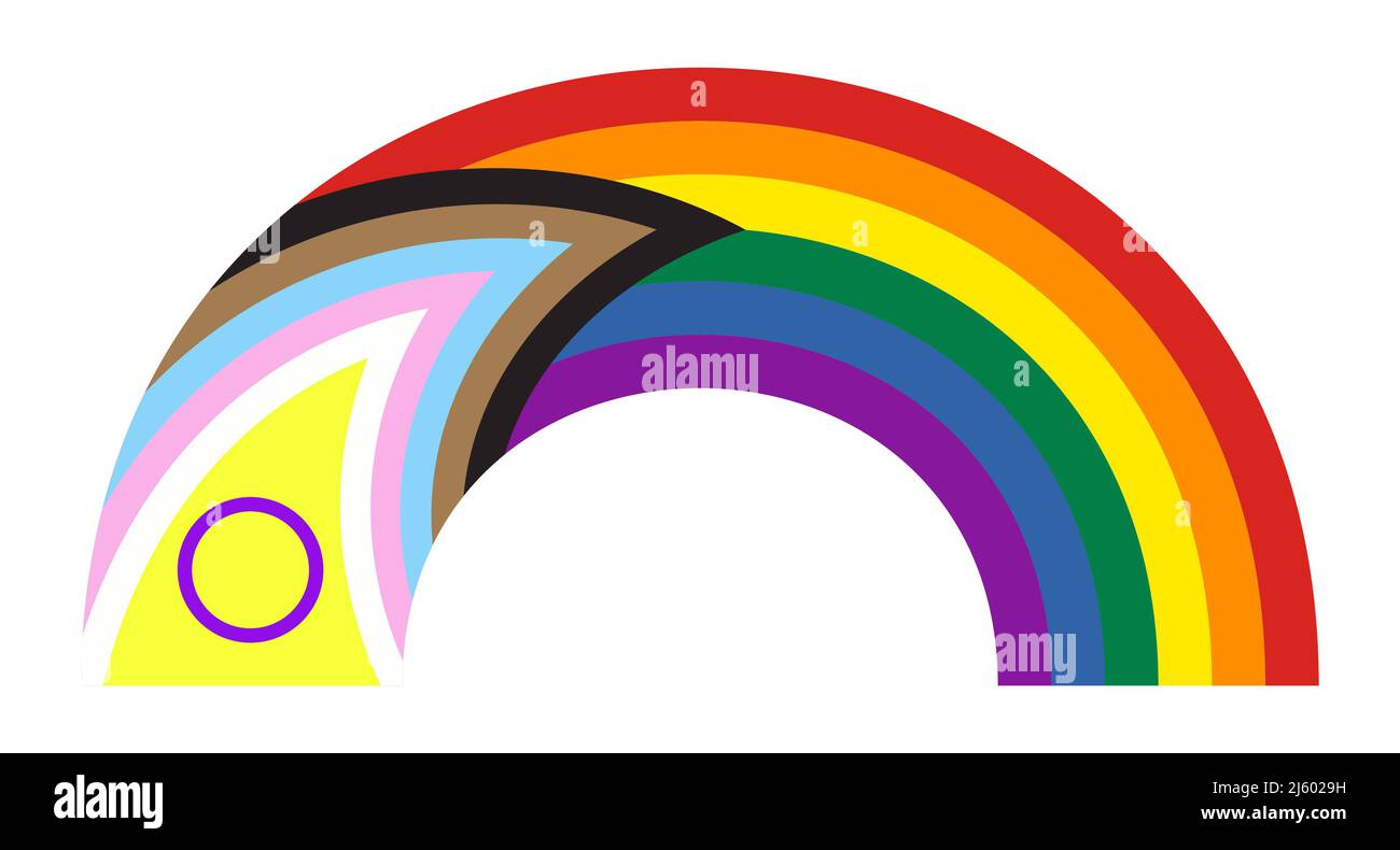 Rainbow icon with new Progress Pride Flag. Symbol of LGBT community. Vector illustration Stock ...
