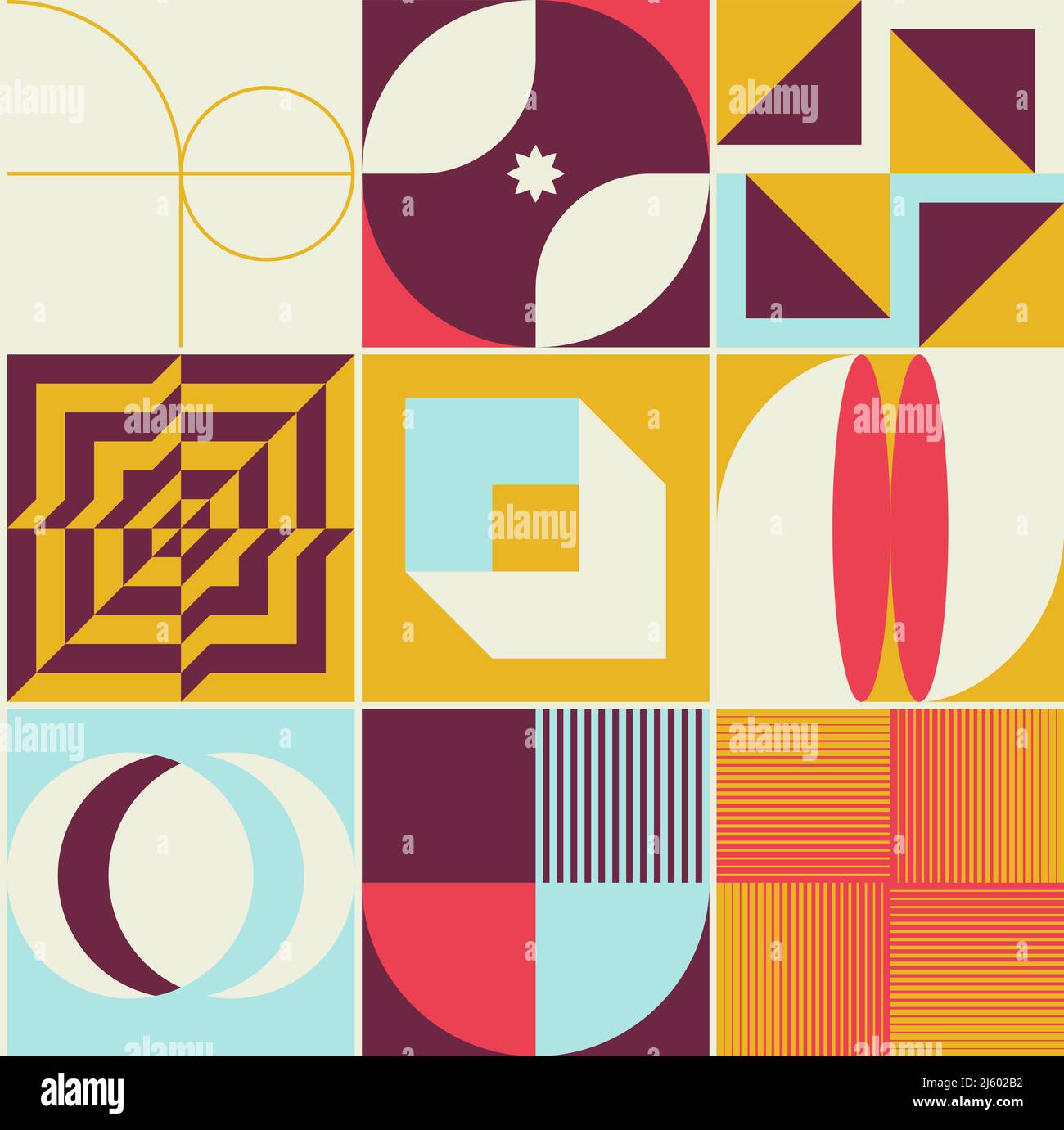 Retro Future Art inspired vector pattern artwork made with abstract ...