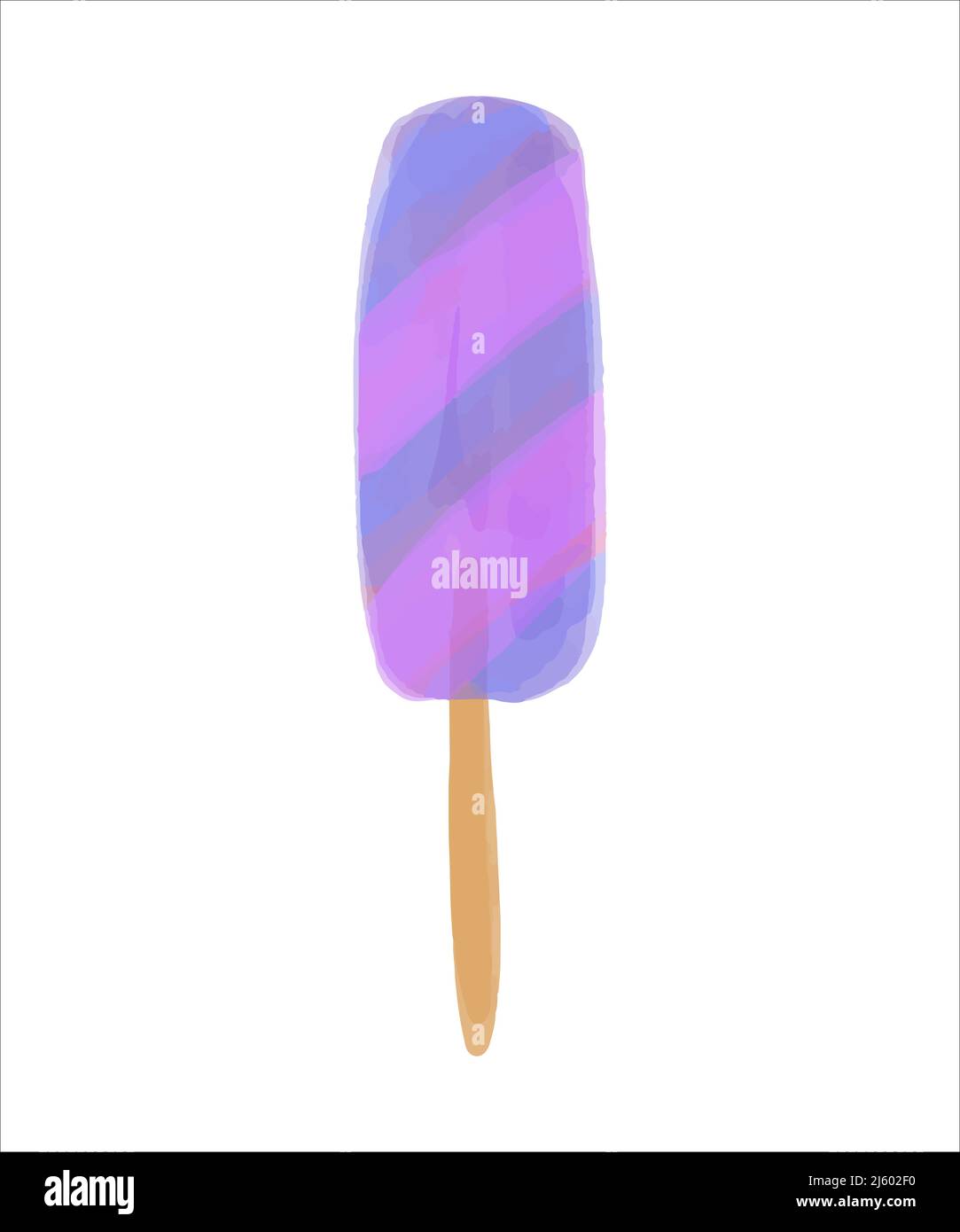 Hand drawn watercolor acid color ice cream on a stick. Vector ...