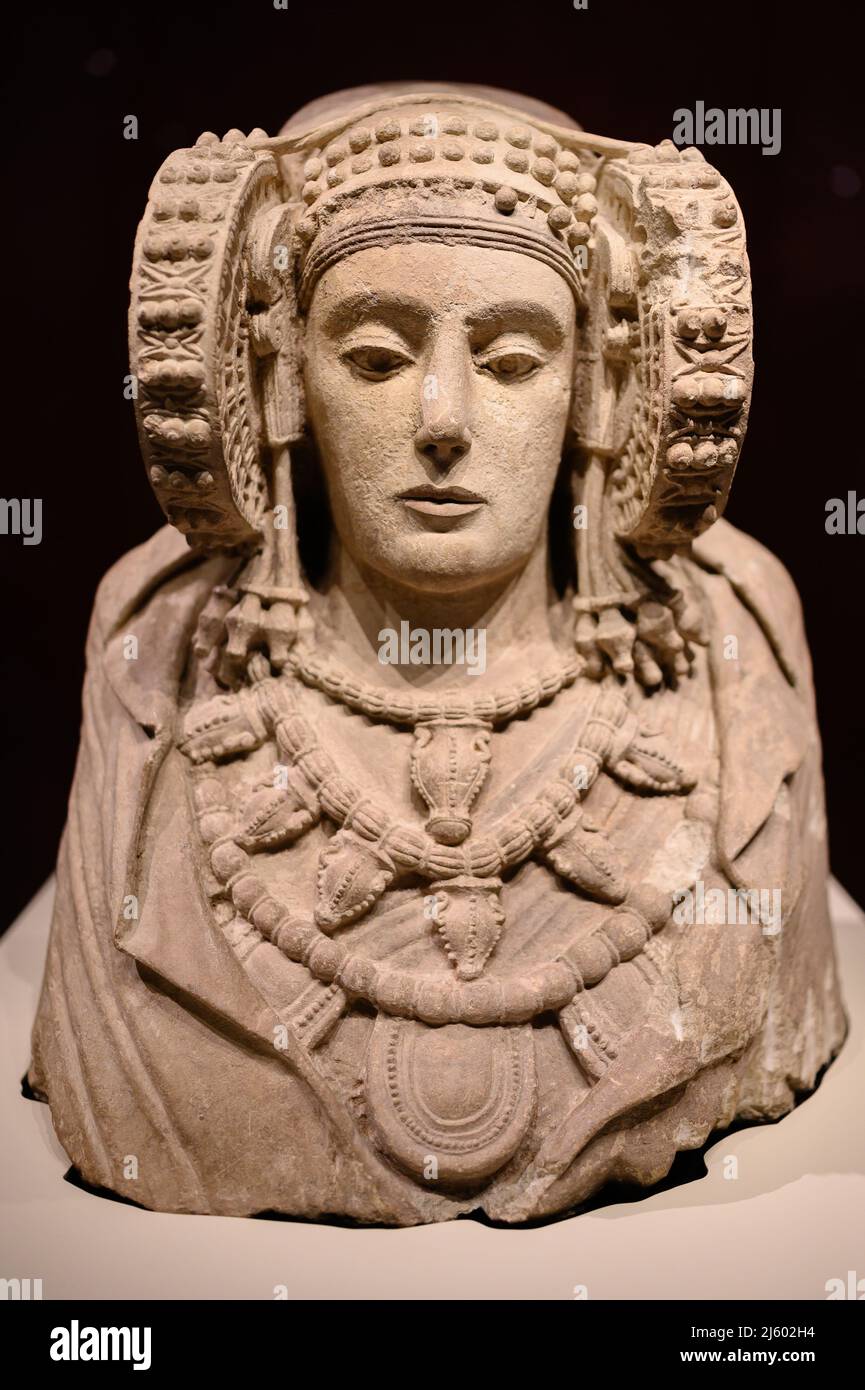 The Lady of Elx or Lady of Elche, limestone Iberian bust. The National ...