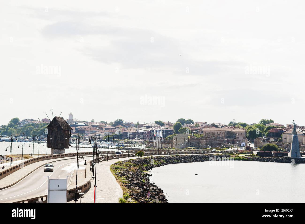 Road with windmill to old town Nesebar, Bulgaria Stock Photo - Alamy