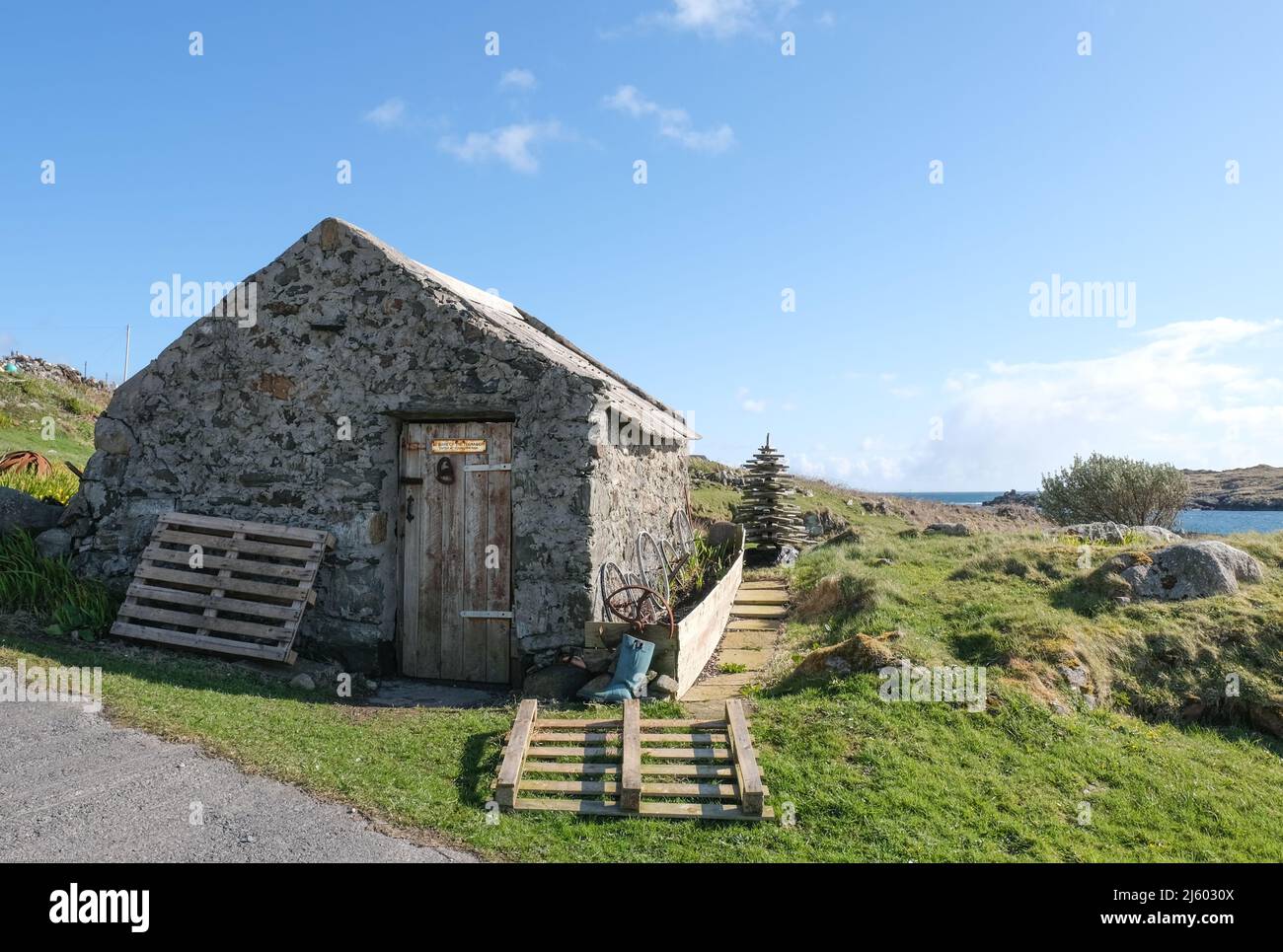 A stone outbuilding in Port Wemyss, Isley, Scotland with an amusing ...