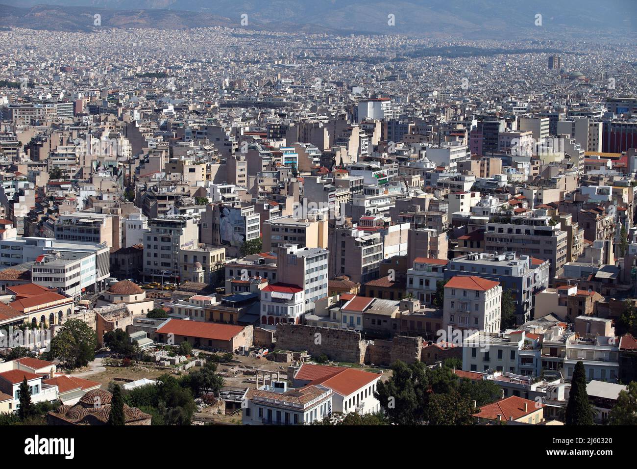 Athens City view from Acropolis in Greece. Athens is one of the world's ...