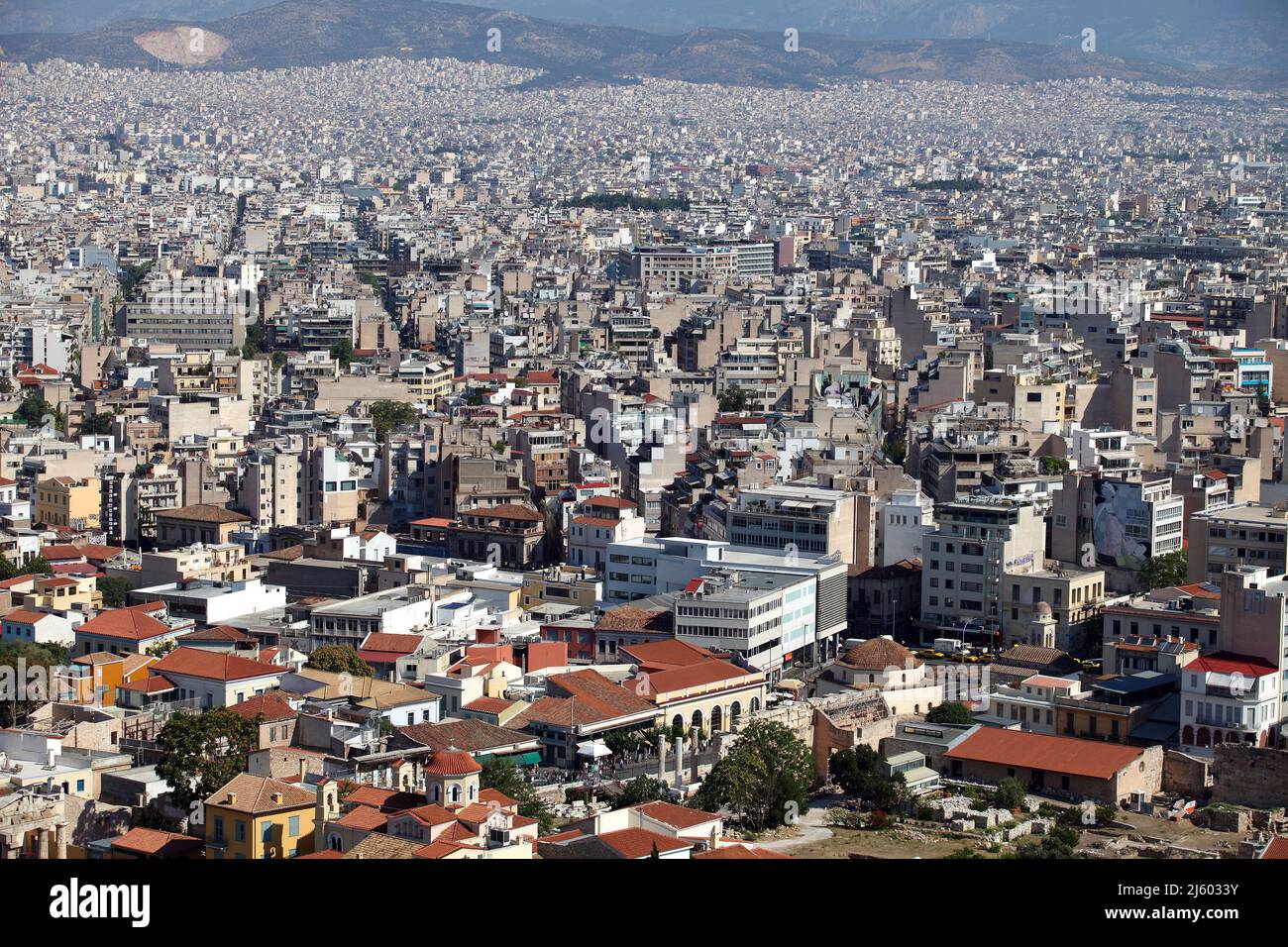 Athens City view from Acropolis in Greece. Athens is one of the world's ...